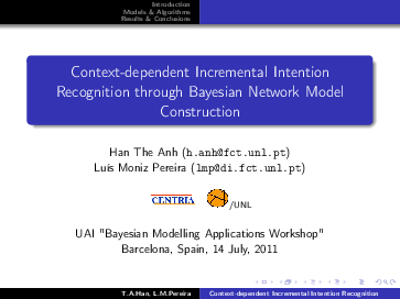 Context-dependent Incremental Intention Recognition through Bayesian Network Model Construction