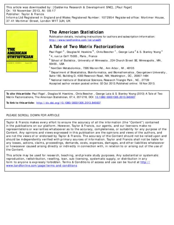 Pdf A Tale Of Two Matrix Factorizations