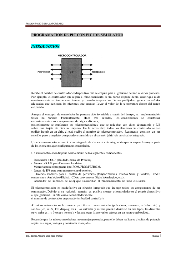 (PDF) PROGRAMACION DE PIC CON PIC IDE SIMULATOR