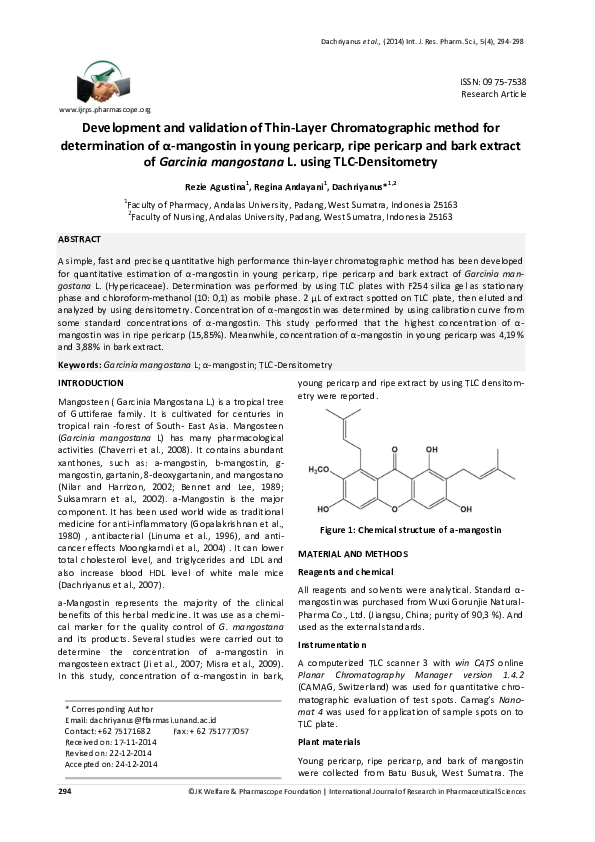 (PDF) Development and validation of Thin-Layer Chromatographic method for determination of α ...