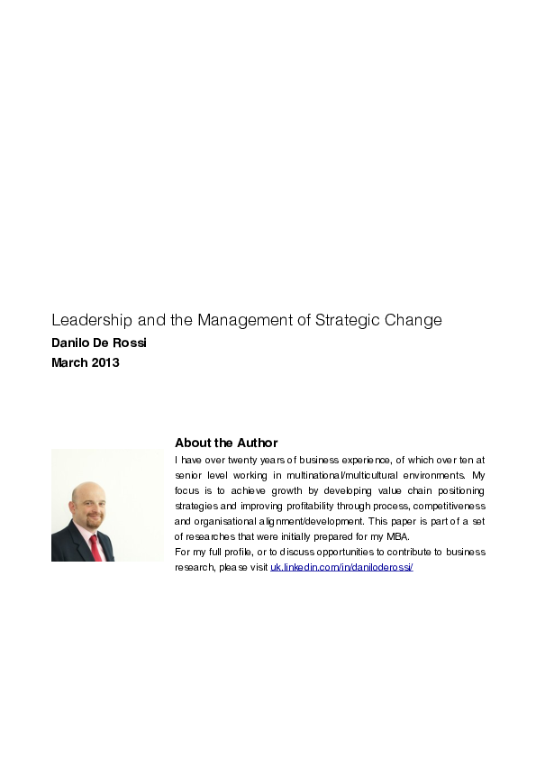 (PDF) Leadership and the Management of Strategic Change