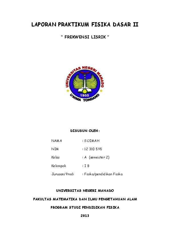 (PDF) LAPORAN PRAKTIKUM FISIKA DASAR II " FREKWENSI LISRIK