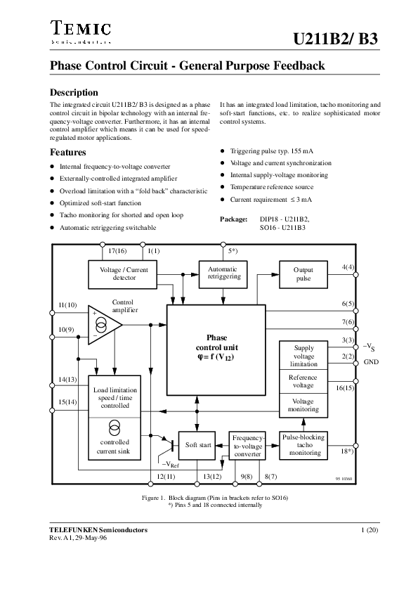 (PDF) U211B2/ B3 Phase Control Circuit -General Purpose Feedback