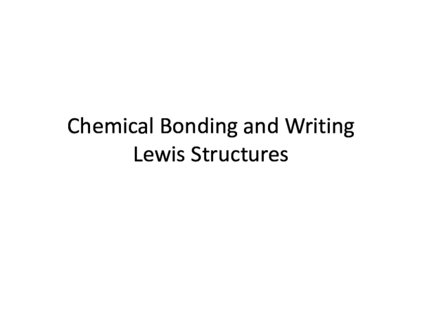 (PDF) Chemical Bonding and Writing Lewis Structures