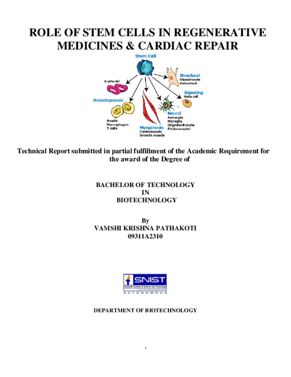 (PDF) Role of Stem cells in Regenerative Medicine and Cardiac repair