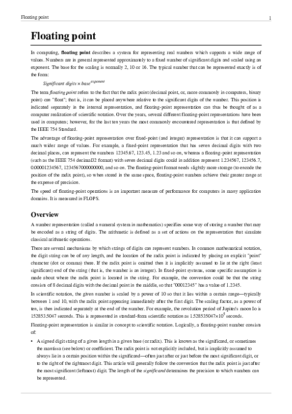 (PDF) Floating point