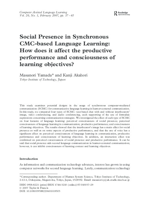 (PDF) Impact of Social Presence on Language Learning