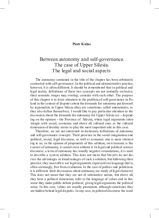 (PDF) Between autonomy and self-governance. The case of Upper Silesia ...