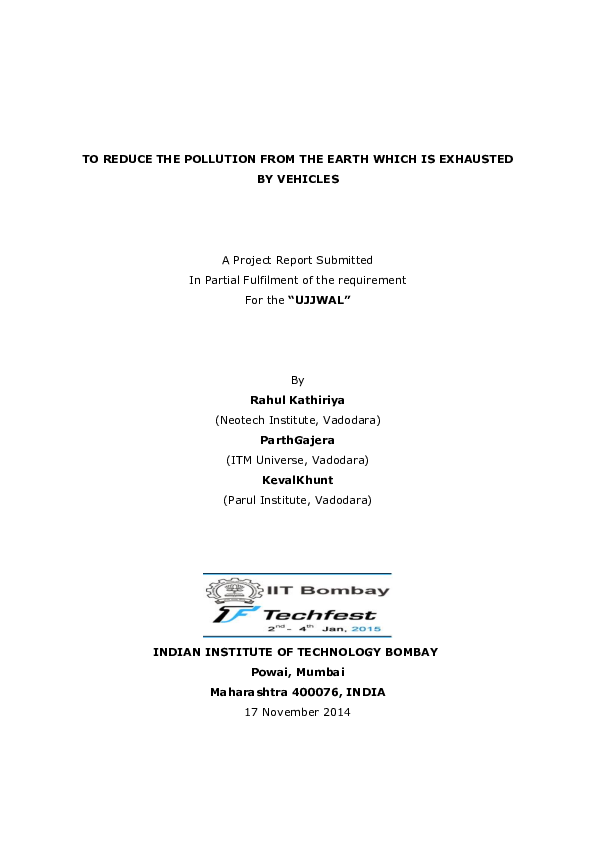 (PDF) TO REDUCE THE POLLUTION FROM THE EARTH WHICH IS EXHAUSTED BY ...