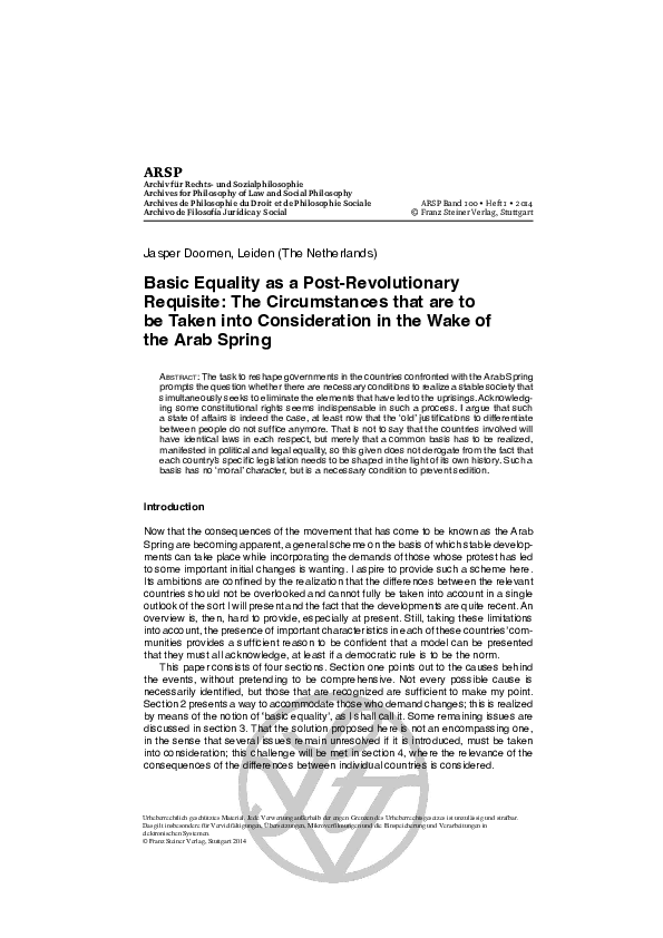 (PDF) J. Doomen, Basic Equality as a Post-Revolutionary Requisite