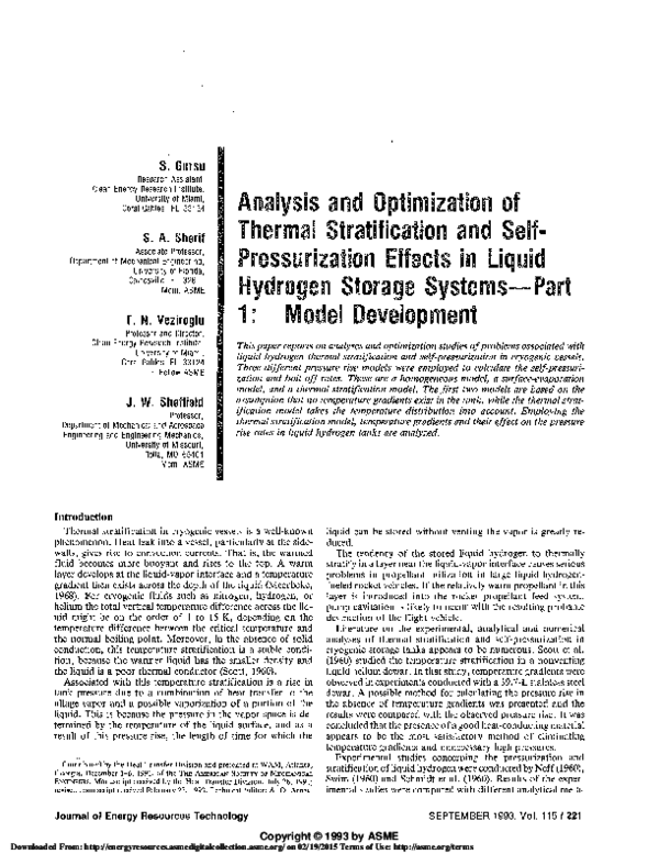 Pdf Analysis And Optimization Of Thermal Stratification And Self