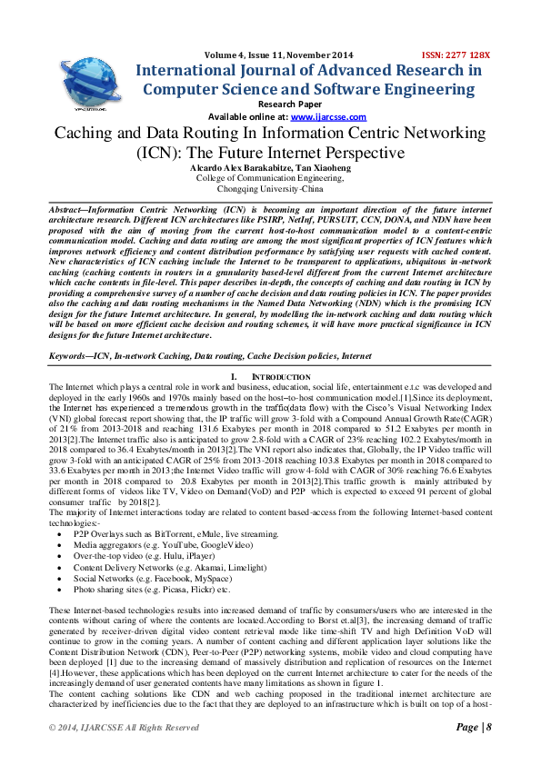 Pdf Caching And Data Routing In Information Centric Networking Icn