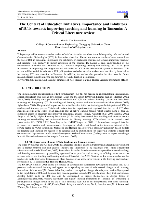 (PDF) The Context of Education Initiatives, Importance and Inhibitors ...