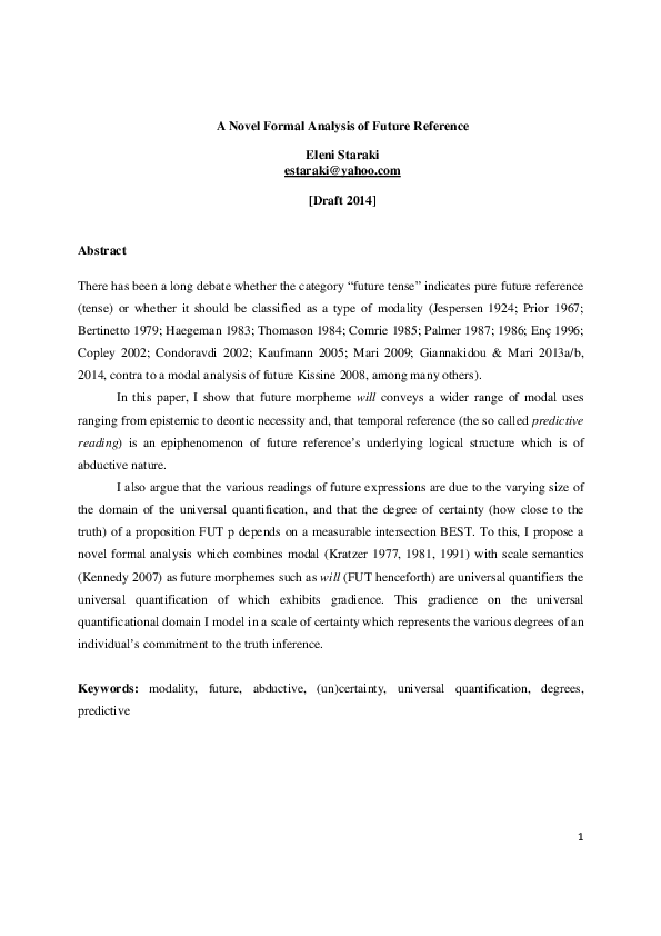 The Spectrum Of Future [working paper]