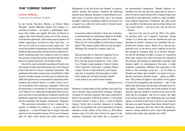 (PDF) 'Our' 'Common' 'Humanity'