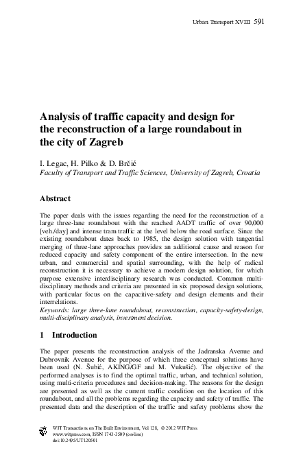 (PDF) Analysis of traffic capacity and design for the reconstruction of a large roundabout in ...