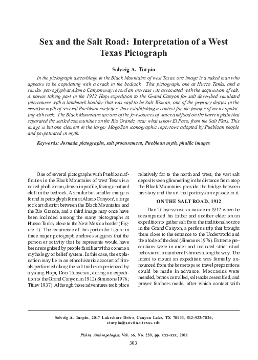 Pdf Sex And The Salt Road Interpretation Of A West Texas Pictograph