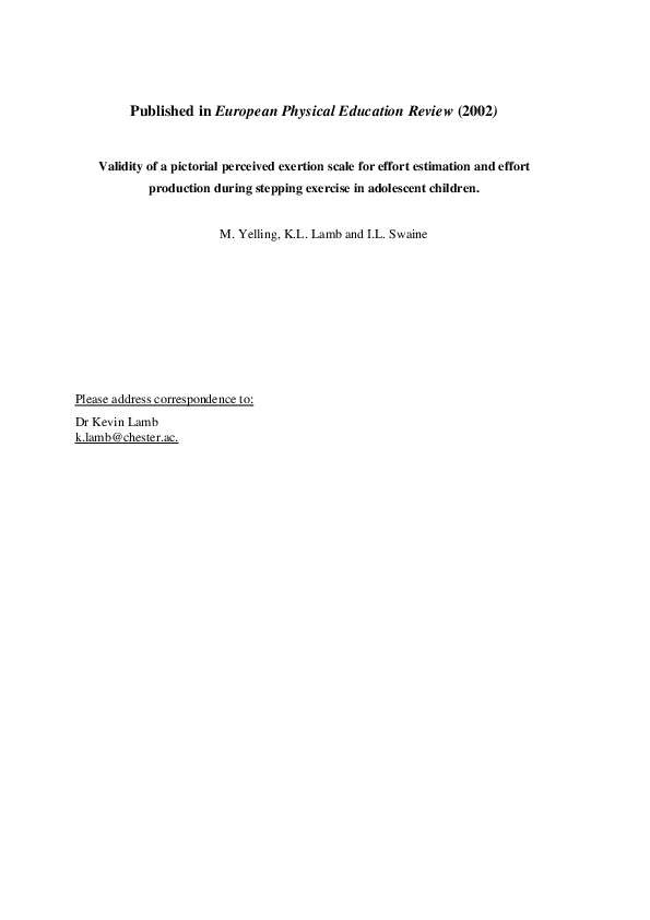 (PDF) Pictorial Children’s Effort Rating Table (PCERT): A Validation Study