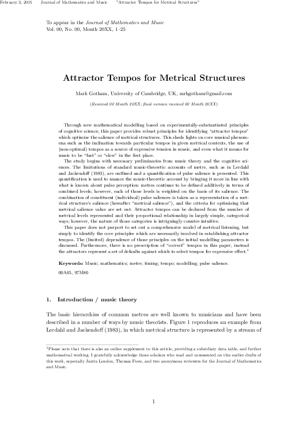 (PDF) Attractor Tempos for Metrical Structures