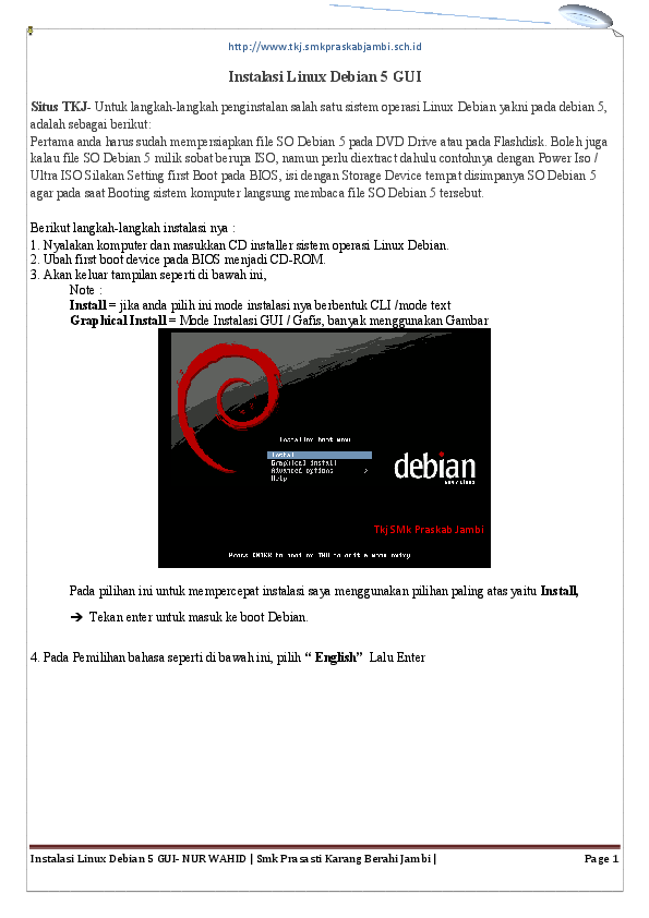 (PDF) Instalasi Lunux Debian 5 GUI Manual Partisi | Nur Wahid - Academia.edu