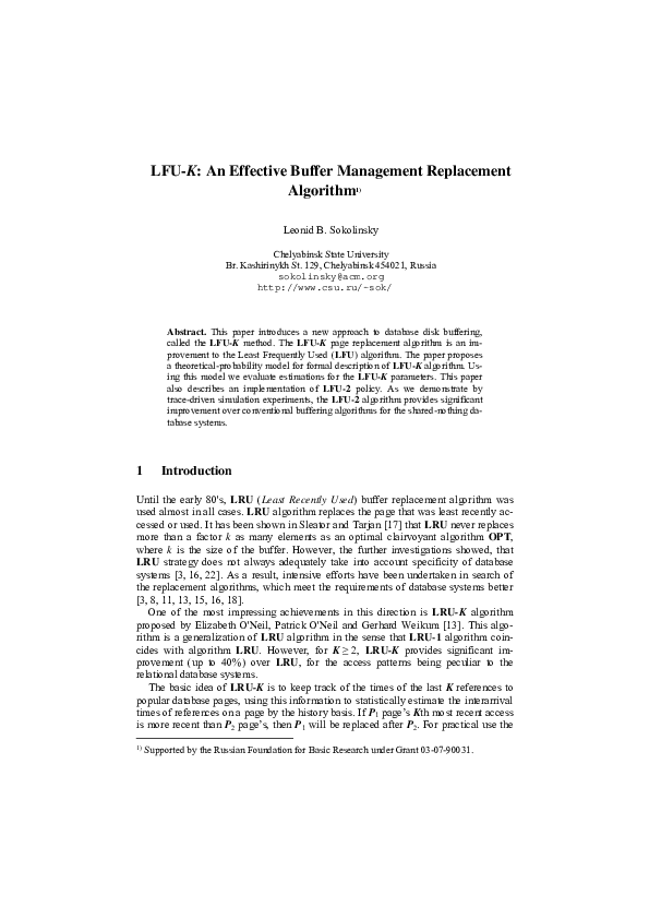 (PDF) LFU-K: An Effective Buffer Management Replacement Algorithm