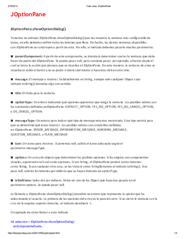 (PDF) Todo Java JOption Pane