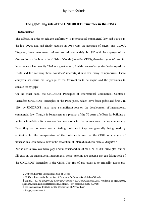 (DOC) The gap-filling role of the UNIDROIT Principles in the CISG