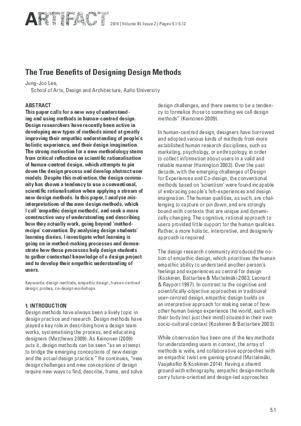(PDF) The True Benefits of Designing Design Methods