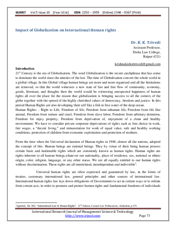 (PDF) Impact of Globalization on International Human rights