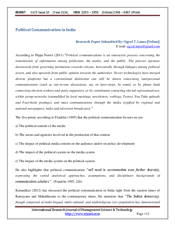 (PDF) Political Communication in India