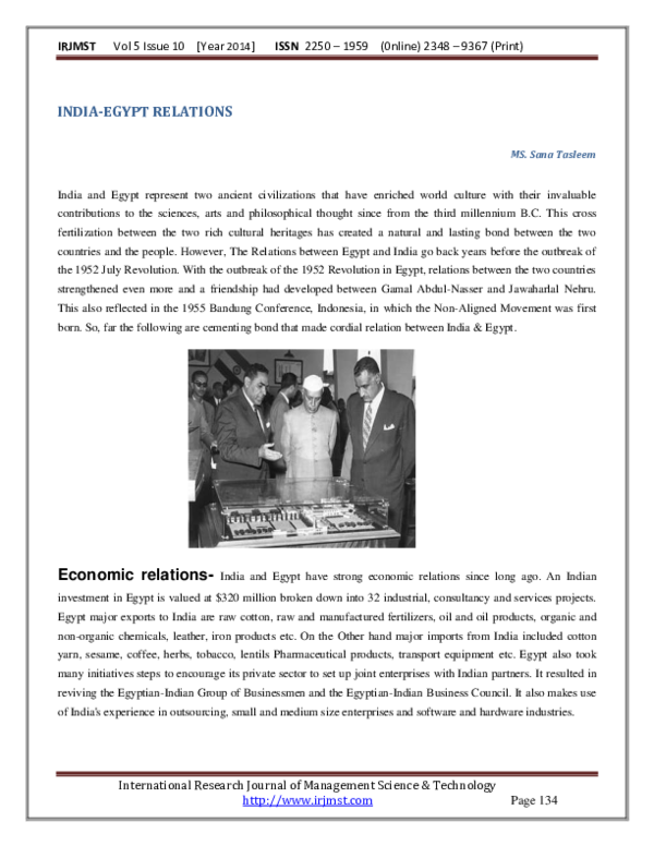 (PDF) INDIA-EGYPT RELATIONS