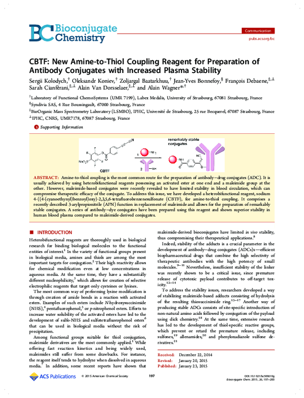 (PDF) CBTF: New Amine-to-Thiol Coupling Reagent for Preparation of ...