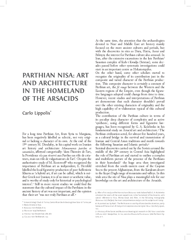 (PDF) Parthian Nisa. Art and Architecture in the Homeland of the ...