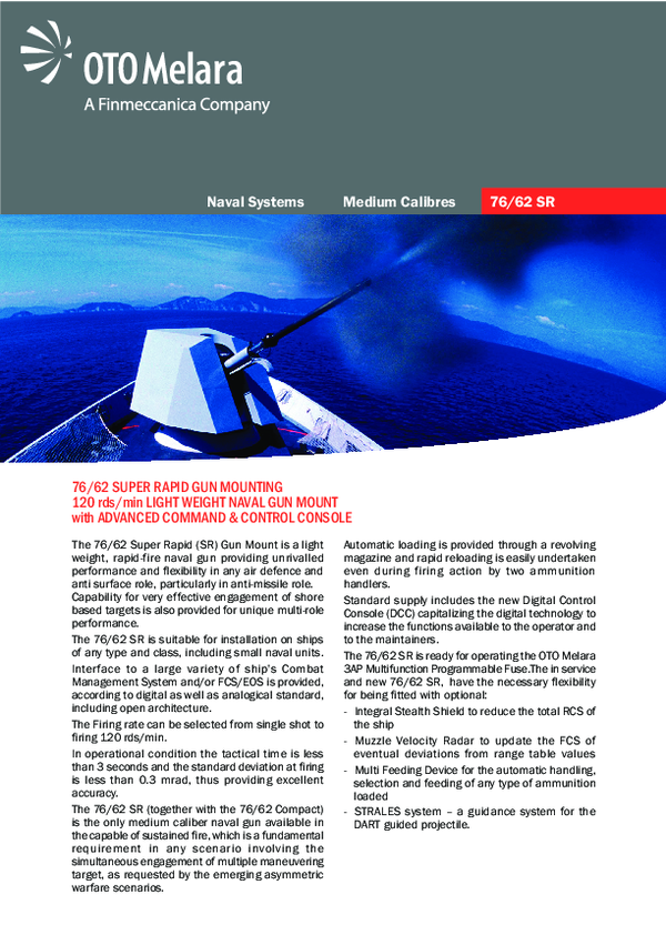 (PDF) 76/62 SR Medium Calibres Naval Systems 76/62 SUPER RAPID GUN ...