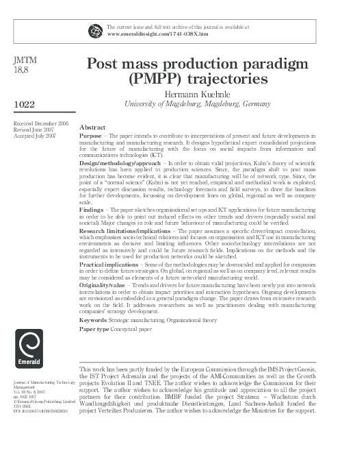 (PDF) Post mass production paradigm (PMPP) trajectories