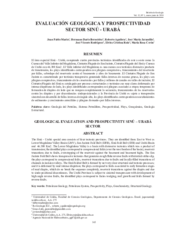 (PDF) Evaluación Geológica y prospectividad Sector Sinú-Urabá ...
