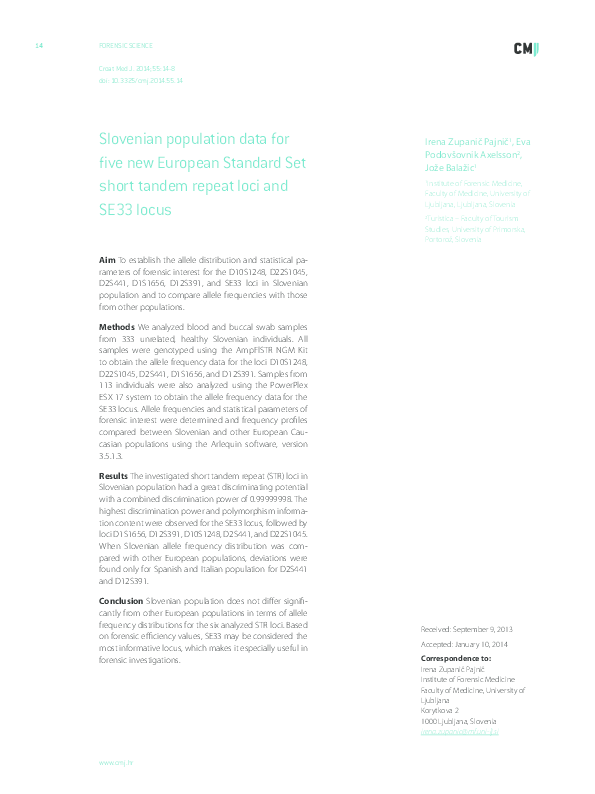 (PDF) Slovenian population data for five new European Standard Set ...