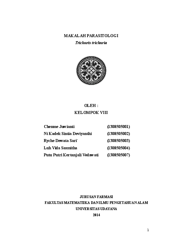 (DOC) Trichuris Trichiura ( Cacing Cambuk )