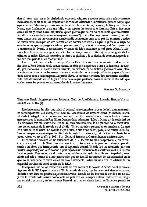 (PDF) Wieland, Rayk: Sugiero que nos besemos. Trad. de Ariel Magnus ...