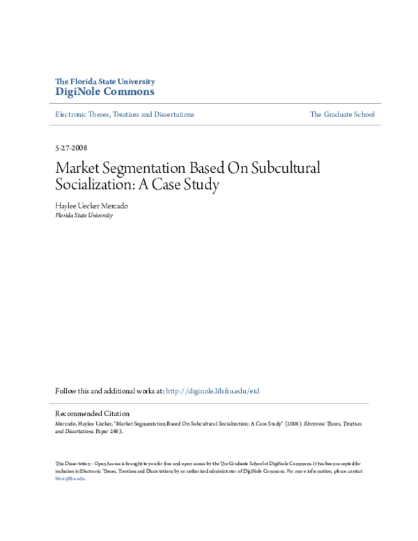 (PDF) Market Segmentation Based On Subcultural Socialization: A Case ...