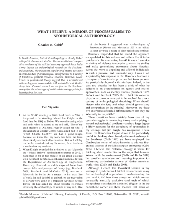 (PDF) WHAT I BELIEVE: A MEMOIR OF PROCESSUALISM TO NEOHISTORICAL ...