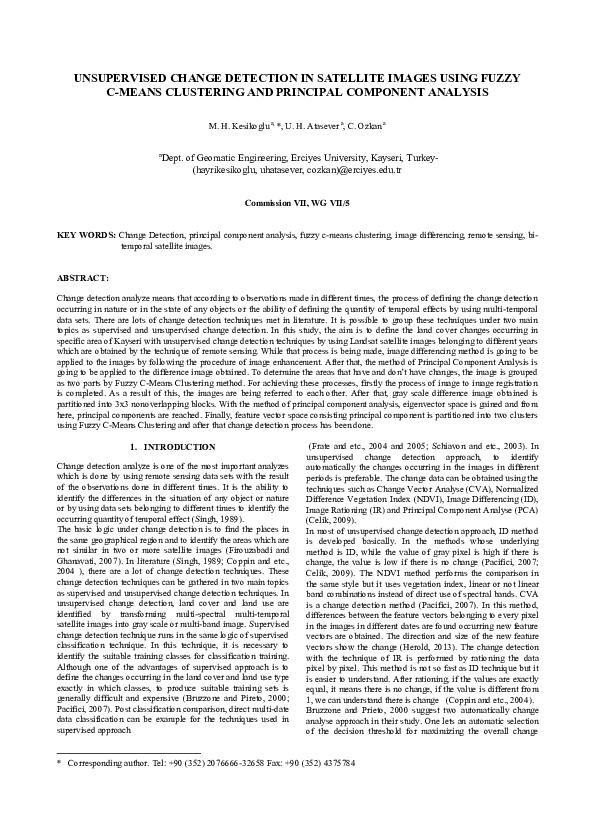 (PDF) Unsupervised Change Detection In Satellite Images Using Fuzzy C-Means Clustering And ...