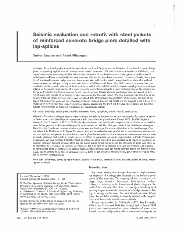 Pdf Seismic Evaluation And Retrofit With Steel Jackets Of Reinforced Concrete Bridge Piers