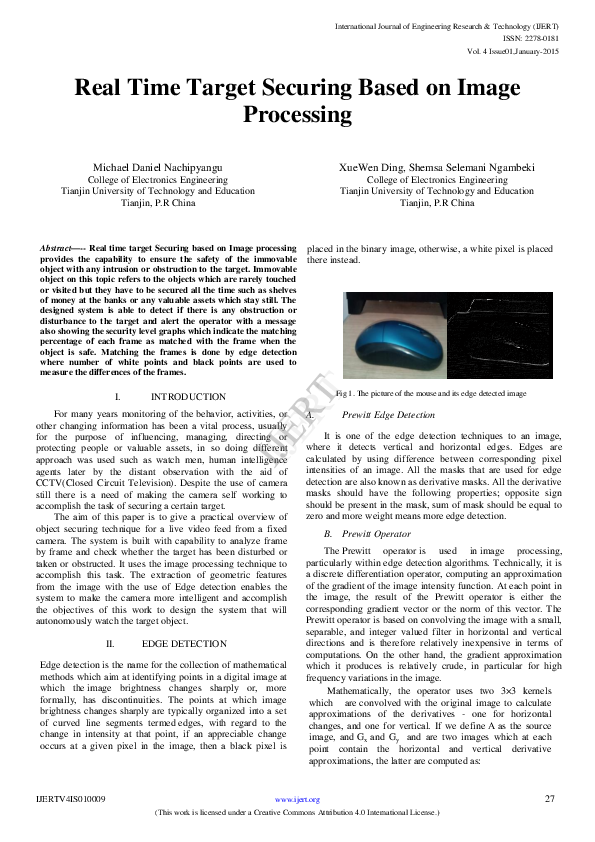 (PDF) Real Time Target Securing Based on Image Processing