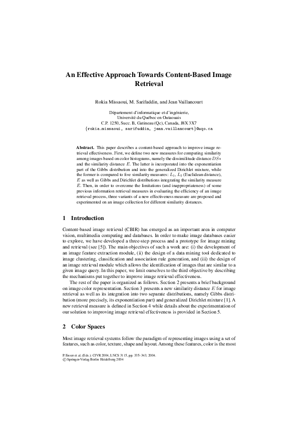 (PDF) An Effective Approach Towards Content-Based Image Retrieval