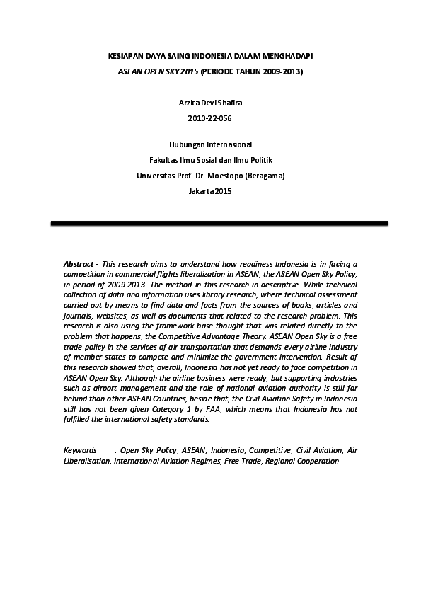 (PDF) Daya Saing Indonesia Dalam ASEAN Open Sky
