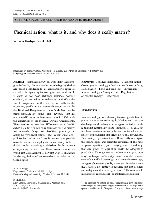 (PDF) Chemical action: what is it, and why does it really matter?