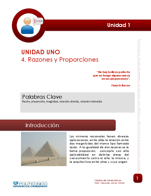 (PDF) Lectura RAZONES y PROPORCIONES