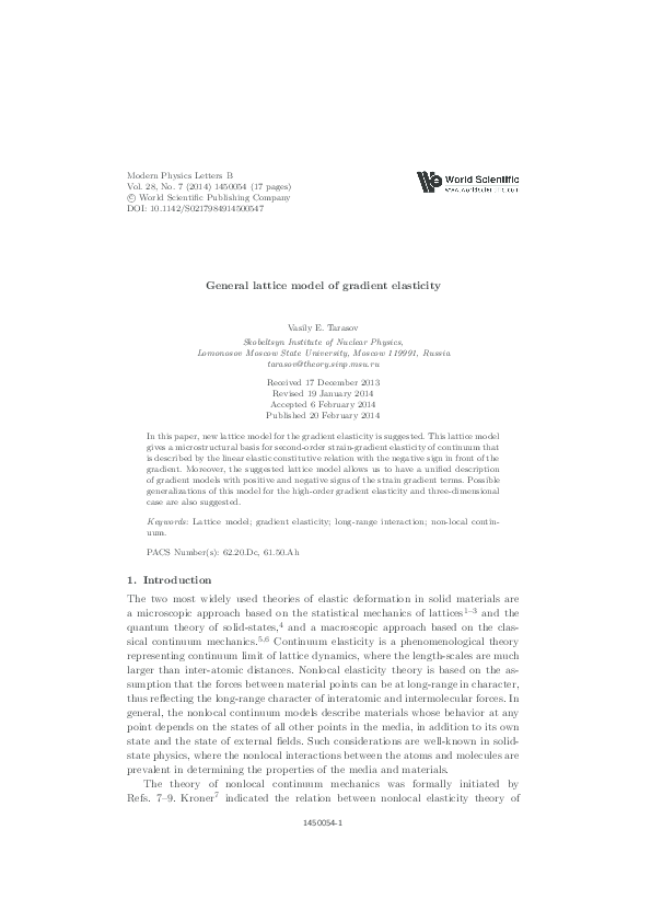 General Lattice Model Of Gradient Elasticity