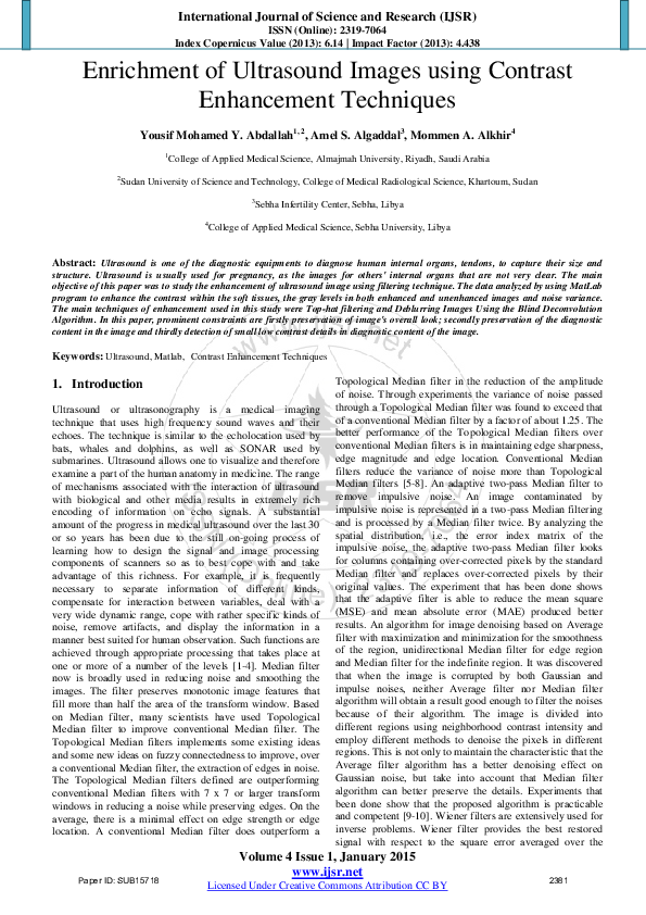 (PDF) Enrichment of Ultrasound Images using Contrast Enhancement Techniques